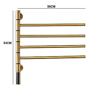 EWDPHW Electric Heated Towel Rack Gold for Bathroom, Rotatable Towel Rack with Timer, 80W Wall Mounted Towel Warmer Racks, 304 Stainless Steel Heated Towel Rail, Plug in