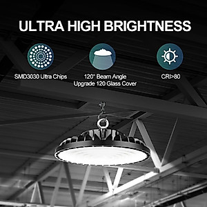 LIGHEART 10Pack UFO LED High Bay Light 300W,42000lm (Eqv.1000W MH/HPS) High Bay LED Lights, 6000K with US Plug Commercial Bay Lighting Energy Saving