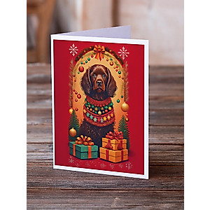 Caroline's Treasures DAC3057GCA7P Boykin Spaniel Holiday Christmas Greeting Cards Pack of 8 Blank Cards with Envelopes Whimsical A7 Size 5x7 Blank Note Cards