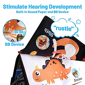 Baby Mirror Toys for Tummy Time,Newborn,Infant 0-3-4-6-12 Months Old Gift,Boy/Girl Brain Developmental Montessori Sensory Crinkle Black and White Book.Essential Activity Safe Mirror for Floor,Crib,Car