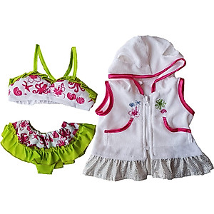 Swimsuit & Coverup Outfit Teddy Bear Clothes Fits Most 14" - 18" Build-a-bear and Make Your Own Stuffed Animals