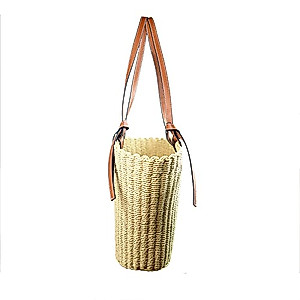 Handwoven Rattan vintage purse Bag Hollow Out Straw Beach Bag Handbag Beach Sea tote Basket Straw vacation Bag (brown)