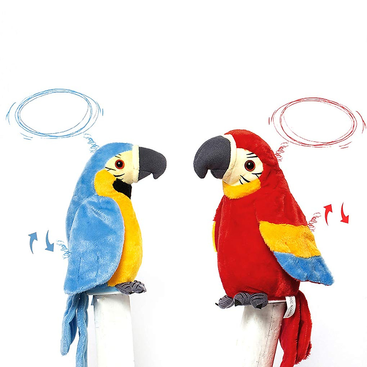 Talking Macaw Parrot Repeat What You Say Stuffed Animal Plush Toy Electronic Record Animated Bird Shake Wings Speaking Parrot Pet Plush Interactive Toys for Kids Boys Girls Christmas Birthday Gift