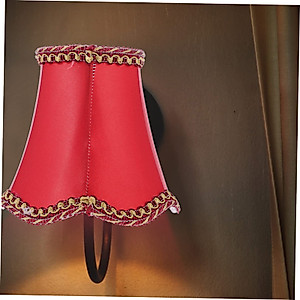 GARVALON 1pc Clip Bulb Lampshade White Chandelier Red Light Bulbs Lamp Shades for Table Lamps Floor Light Lampshades Gold Lamp Shades Small Lamp Shades Clip on Bulb Light Accessory Red Hood