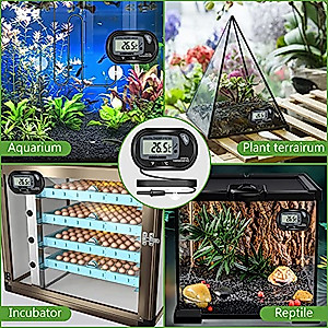 Thlevel LCD Digital Aquarium Thermometer, Fish Tank Thermometer with Water-Resistant Sensor Probe and Suction Cup for Reptile, Turtle Incubators, Terrarium Water Thermometer (4)
