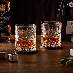 ANBFF Whiskey Rocks Glasses Set of 2, Bourbon Glass, 10 Oz Premium Crystal Old Fashioned Glass Tumbler, Bar Glasses for Drinking Scotch, Cocktail, Tequila, Cognac, Rum