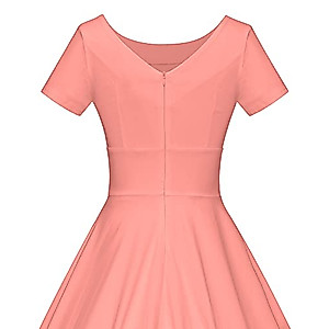 GownTown Women's 1950s Vintage Dresses Cap Sleeves Cocktail Stretchy Dresses with Pocket Red