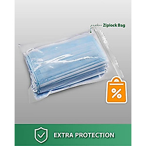 FriCARE Made in USA ECOGUARD Adult ASTM Level 3 Disposable Face Masks, 3 Ply Protection Breathable 50 Pack Elastic Earloop