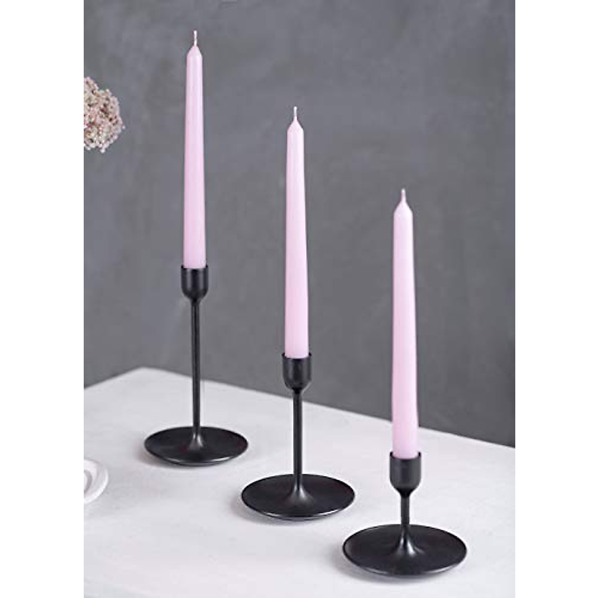 Set of 10 Dinner Taper Candles 10 Inch Unscented Tall Dripless Candlesticks Bulk for Wedding Restaurant Home Decoration Spa Church Smokeless Vegan - Pink