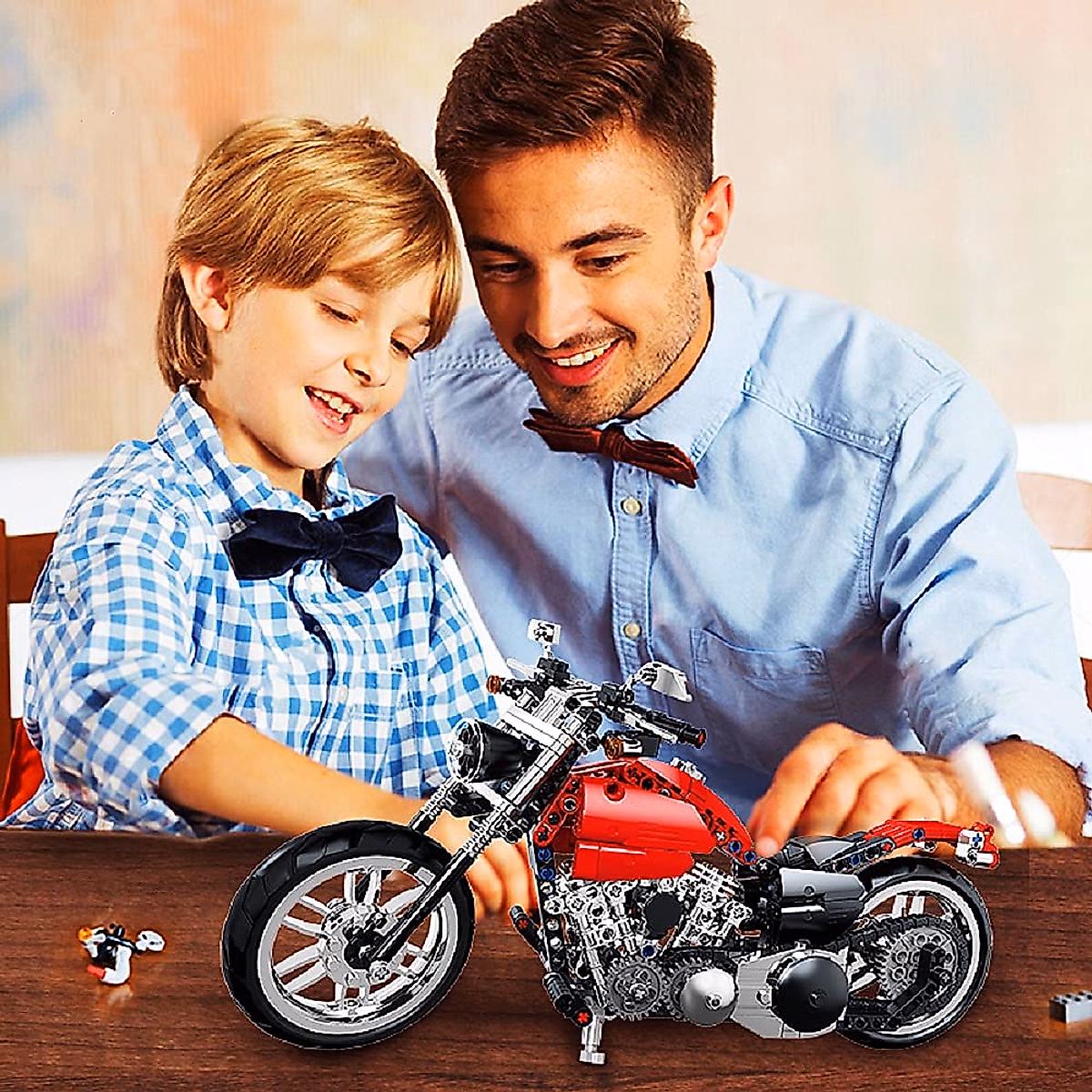 MANYI Motorbike Toy Building Kit,Build A Motorcycle Building Blocks Set Model,Featuring Gearbox and Suspension（613Pieces）