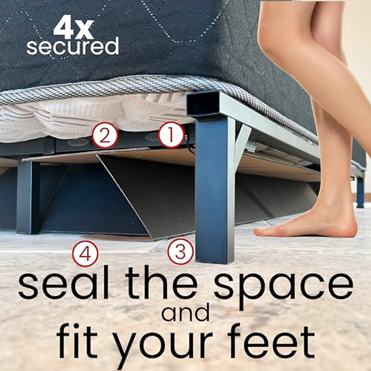 Under Bed Blocker for Pets - See What You’ve Been Missing. Whole Bed Set - Adjustable Height & Length, Custom Fits All Beds, Black Corrugated Cardboard