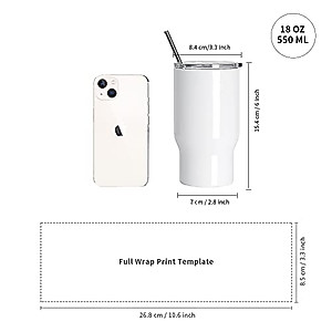 PYD Life Sublimation Kids Tumblers Blanks 18 OZ White Coffee Travel Car Stainless Steel Mugs Cups with Lid Straw for Cricut Mug Press and Tumbler Heat Press Print 4 Pack