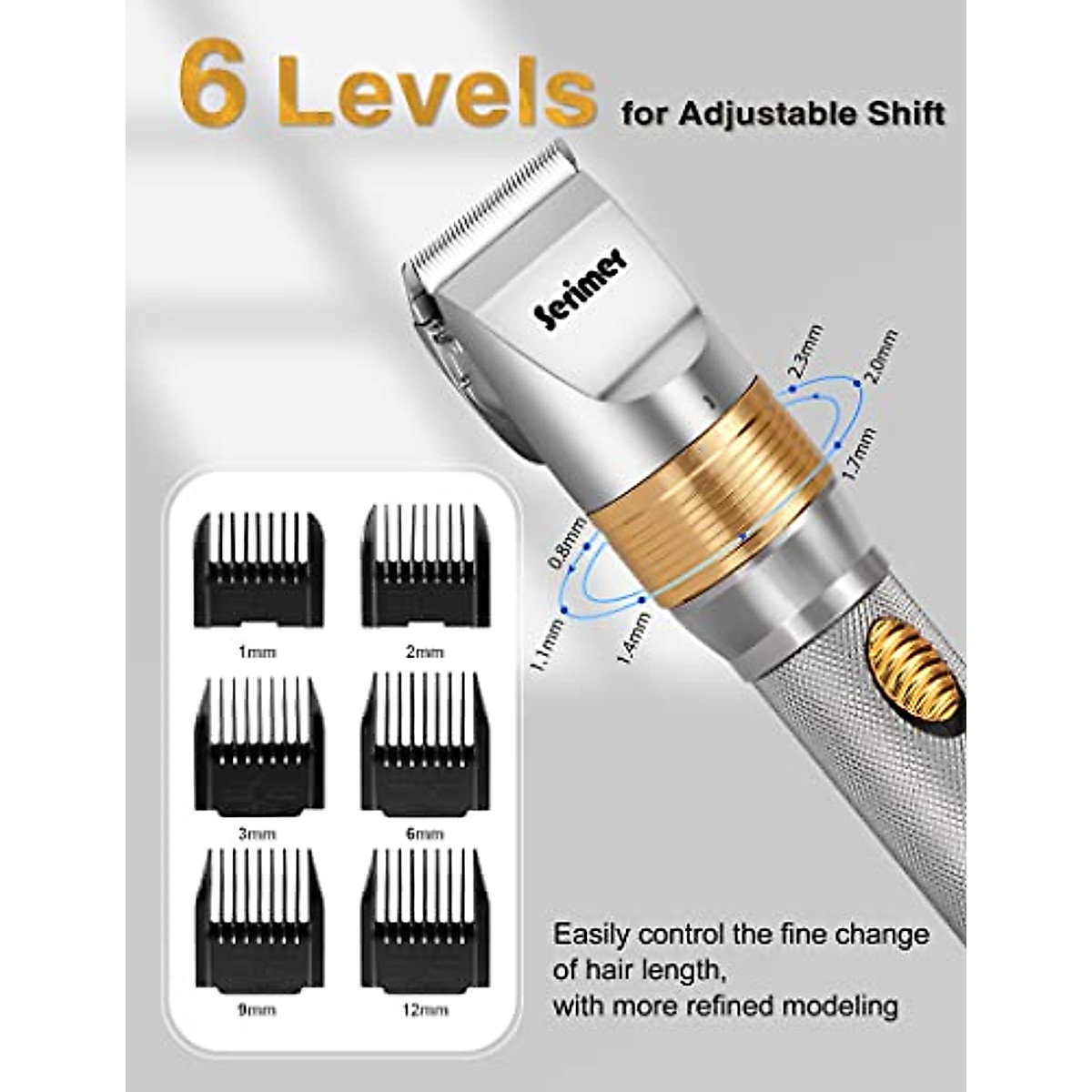 serimer Dog Clippers for Grooming, Professional 15V Heavy Duty Dog Shaver Grooming Kit,Pet Hair Trimmer for Thick Coats,Low Noise Dog Grooming Shears with Guard Combs Brush for Dogs Cats and Animal