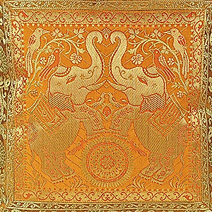 DecorHack by Arusaya Set of 2 Elephant Design Indian Traditional Throw Pillow Cover Beige Cushion Cover 16 X 16 Inch