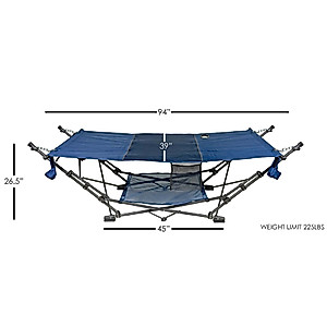 Zenithen Limited Outdoor Indoor Portable Foldable Metal Framed Lounge Hammock Furniture for Camping, Backyard, and Patio, Full Sized Hammock with Storage, Blue