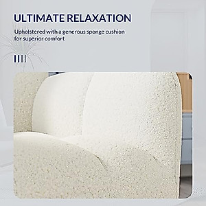 BELLEZE Rocking Chair, Nursery Chair Upholstered Glider Chair with Cushioned Back and Armrests, Wide Seat Rocker Chair for Bedroom, Nursery Room, Living Room, Office, Guest Room (Lucy - White)