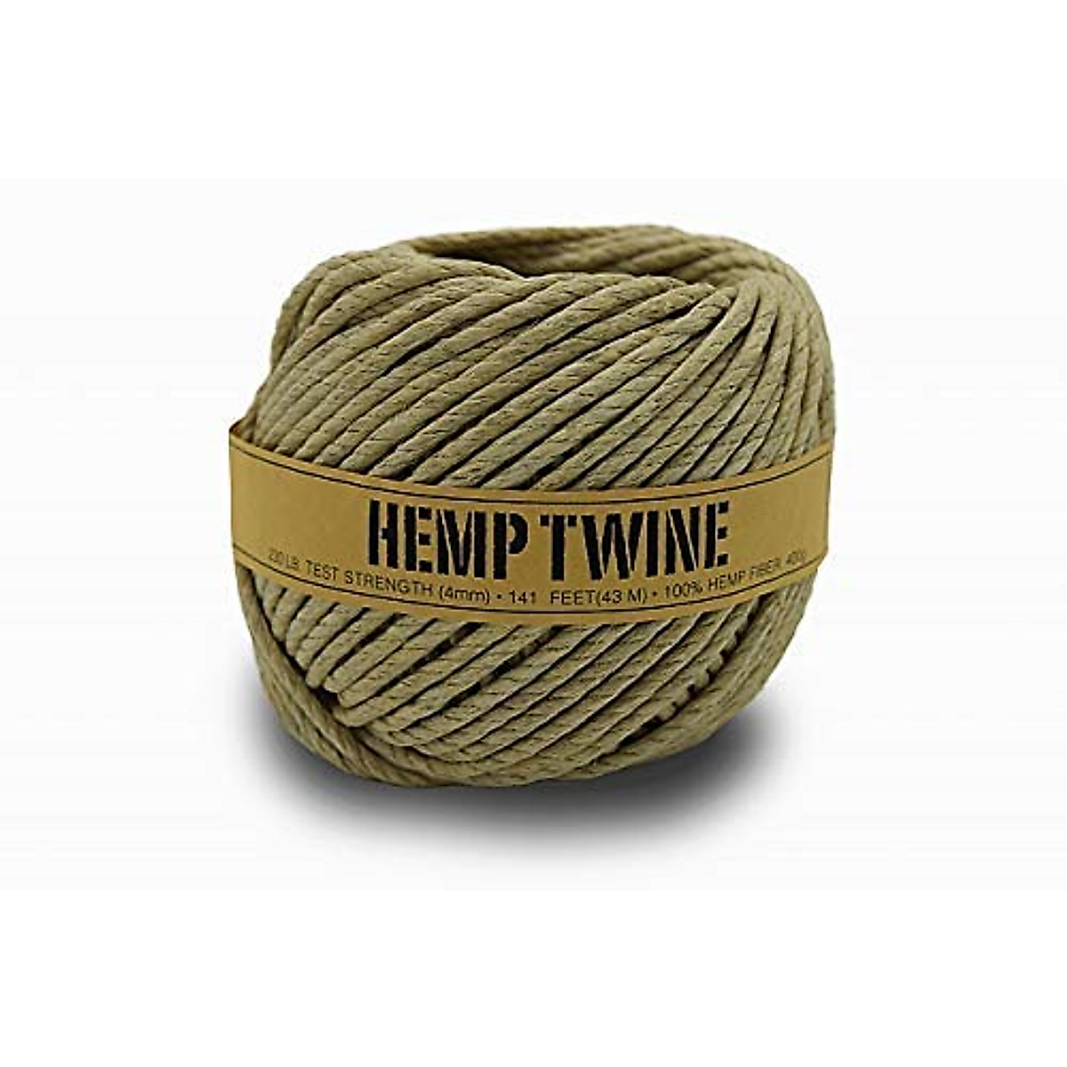 Bean Products Hemp Twine - High Tensile Strength and Durable - Made with 100% Hemp - Perfect for Jewelry, Arts & Crafts, Decoration, Cooking - 4MM, 400G/140 Ft. - 230 lb Test Strength - Natural