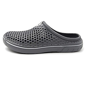 Amoji Garden Clogs Garden Shoes Shower Slippers Sandals Yard Gardening Beach Water Plastic Rubber Comfortable House Indoor Summer Adult Female Male AM161 Grey Size 12 Women/10 Men