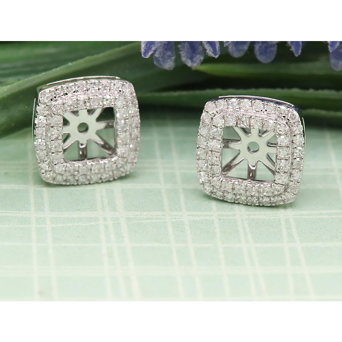 Dazzlingrock Collection 0.45 Carat (ctw) 10K Round White Diamond Removable Jackets For Stud Earrings 1/2 CT, White Gold