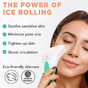 Ice Roller for Face - Smoothes Fine Lines & Wrinkles, Face & Eye Roller for Puffy Eyes, Skin Care Massager, Beauty Gift That Helps Relieve Migraines, Facial & Spa Gifts for Women