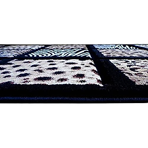 Masada Masada Rugs 3'x10' Animal Prints Runner Rug - Design S251 Black
