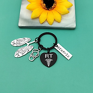 RT Respiratory Therapist Keychain Gifts Respiratory Therapy Gifts Lung Breathe Lung Specialist Stethoscope Anatomical Keyring Father Day Nurse Day Respiratory Care Jewelry Gift for Doctor Nurse