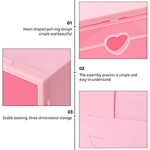 DOITOOL 6Pcs Plastic Shoes Boxes Stackable Shoe Organizer Bins Foldable Shoe Container Drawer Type Shoe Organizer (Pink)