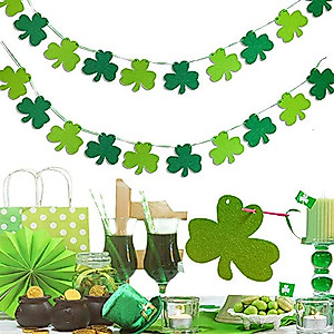 St. Patrick's Day Decorations Felt Shamrock Clover Garland Banner for St.Patrick's Day Lucky Shamrock Banner Garland for Irish Party Supplies Decor