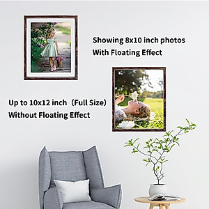 WIFTREY 8x10 Floating Picture Frame 2 Pack, Double Glass Distressed Floating Photo Frame 8 By 10 Displays Photo up to 10x12, Tabletop Hanging or Wall Mount, Light Brown