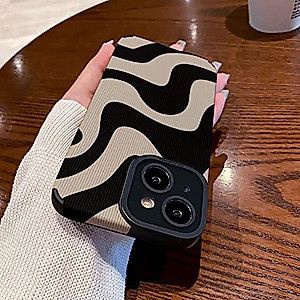 Yebowe Compatible with iPhone 13 Mini Case Cute Zebra Stripes Pattern for Women Girls Wave Aesthetic Elegant Soft Silicone Protective Case Cover for iPhone 13 Mini, Beige