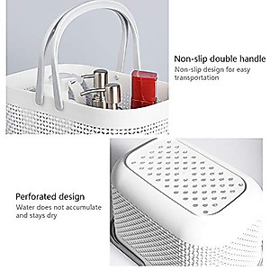 UUJOLY Plastic Organizer Storage Baskets with Handles, Shower Caddy Bins Organizer for Bathroom and kitchen（White）