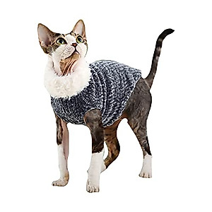 Toysructin Hairless Cat Turtleneck Sweater for Small Medium Cats Dogs, Winter Warm Cat Pullover Shirt Coat Soft Skin-Friendly Vest Sweaters, Pet Kitten Clothes Jumpsuit Shirts for Sphynx, Cornish Rex