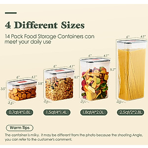 CLIFFBUCK 14 Pack Food Storage Containers With Lids Airtight Dry Plastic Kitchen Containers For Pantry Organizing Canisters BPA-Free