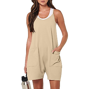 ANRABESS Womens Summer Casual Sleeveless Romper Loose Spaghetti Strap Overalls Shorts Jumpsuit with Pockets 2025 Clothes Small