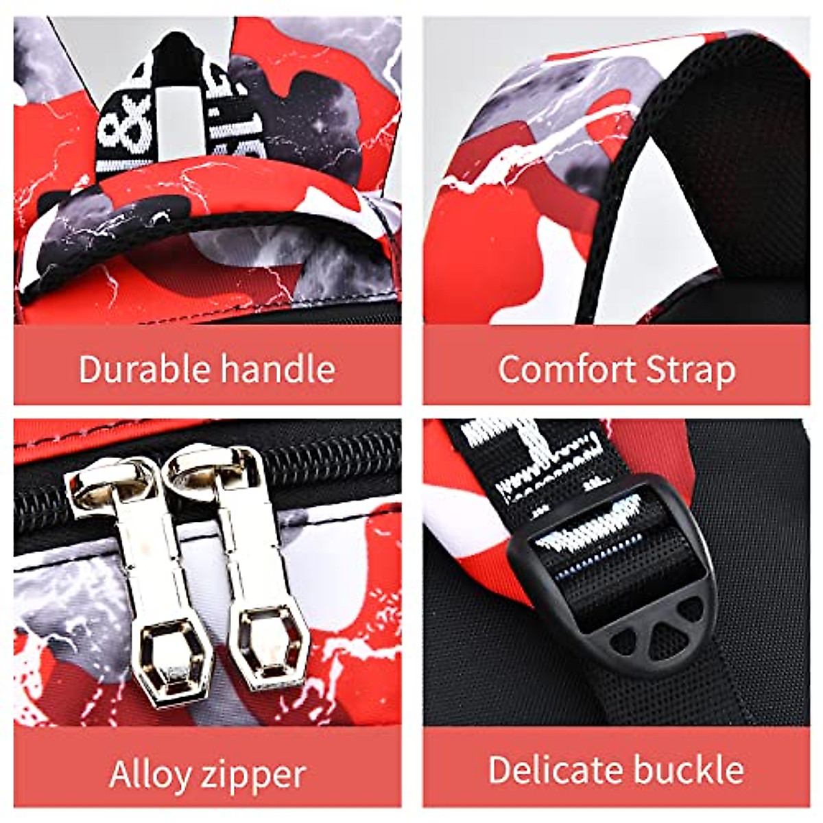 Yvechus School Backpack Casual Daypack Travel Outdoor Camouflage Backpack Christmas Presents for Boys and Girls (AY Camo Red)