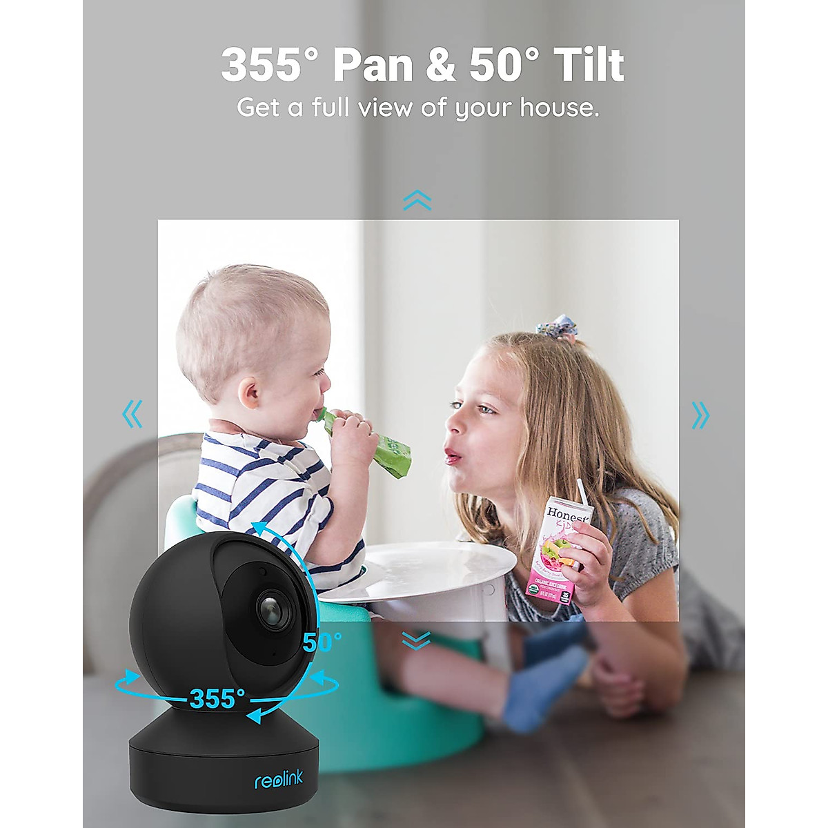 REOLINK Indoor WiFi Camera (2 Pack) Bundle with 2 pcs 128GB SD Card, 4MP/2k, 2.4/5 GHz WiFi, Two Way Talk, Motion Tracking, Real Time Alerts, E1 Pro Black