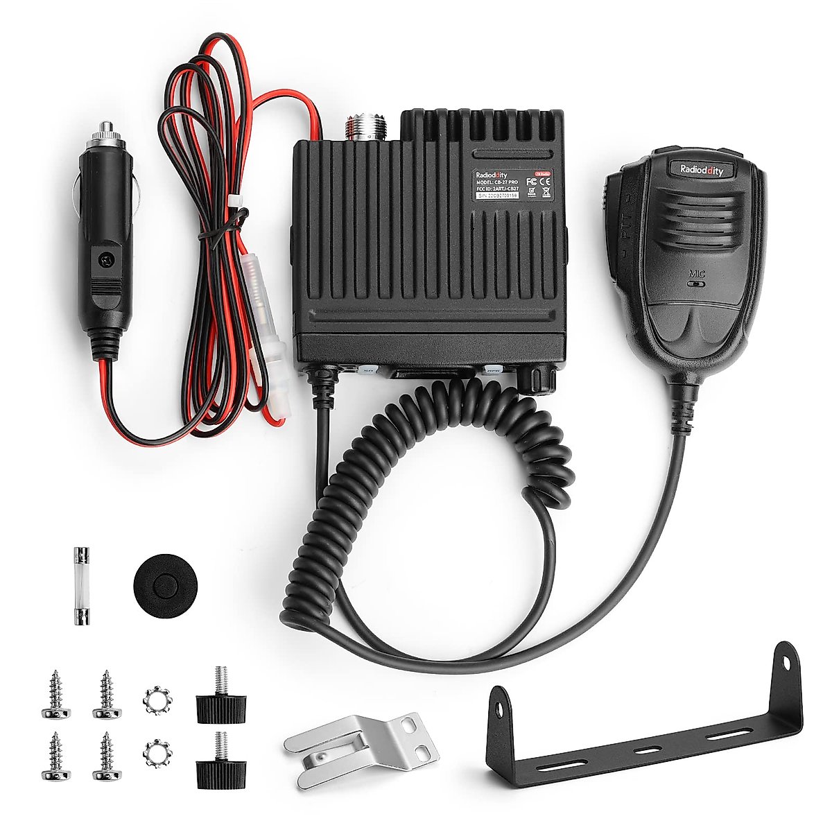 Radioddity CB-27 Pro 40-Channel Mini Mobile CB Radio with AM/FM Instant Emergency Channel 9/19, 4W Power Output, VOX, RF Gain, with 5W Mini Mobile Radio External Speaker