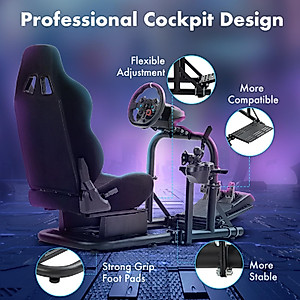 Marada Racing Simulator Cockpit Super Stable Support fit for Fanatec, PXN, Thrustmaster, Logitech G27, G29, G920, T500, CSL DD Adjustable Frame, Wheel Pedal Shifter Seat Not Include
