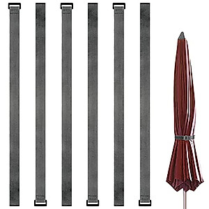 LUTER Patio Umbrella Strap, 6pcs Adjustable Parasol Straps Nylon Patio Umbrella Tie Strap for Wind Patio Umbrella Secure Strap Hook and Loop Straps Patio Umbrella Accessories (Grey)