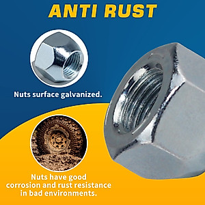 GREPSPUD 10pcs 1/2''-20 Trailer Lug Nuts, Wheel 509 Lug Nut Hub Tire Nuts Open End Acorn Nut for Dexter EZ Lube Trailer Camper RV 1/2" Studs, Zinc Plated