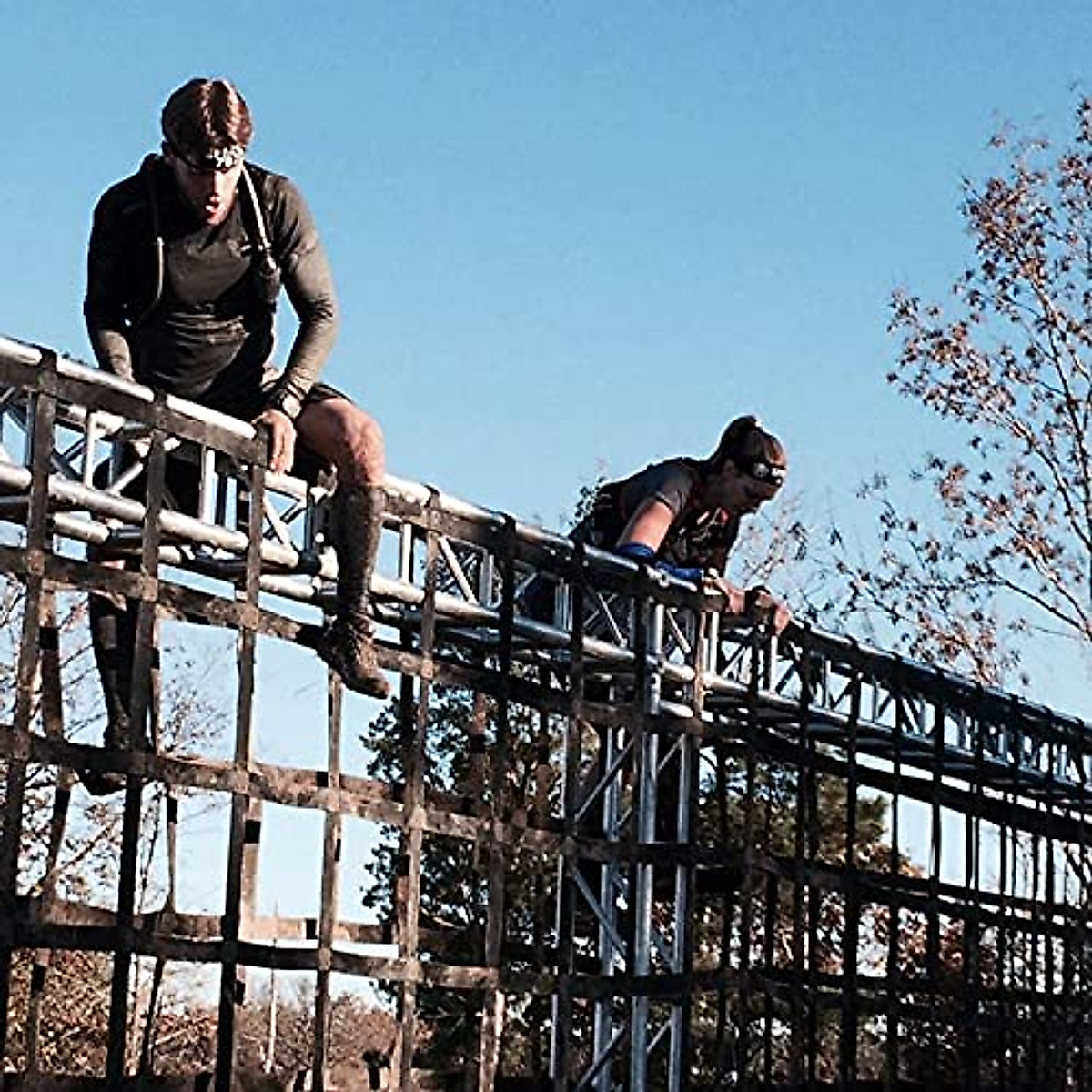 XHP Climbing Cargo Net for Children and Adult Indoor Outdoor Ribbon Netting, Obstacle Courses for Kids,Jungle Gyms Climbing Nets Backyard & Playground Equipment