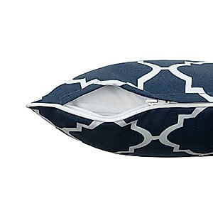 IN4 Care 12x19 Lumbar Throw Pillows Set of 2, Outdoor Summer Spring Garden Farmhouse Décor Outside Furniture Bench Decorative Pillows for Patio Sofa Couch Chair Bed-Navy Geometry