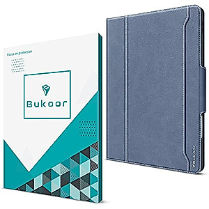 BuKoor iPad Pro 12.9 inch 2022/2021/2020/2018 Case Generation with Apple Pencil Holder PU Leather Folio Smart Stand Magnetic Clasp Shockproof Cover for iPad Pro 12.9 6th/5th/4th/3rd(Dull Blue)