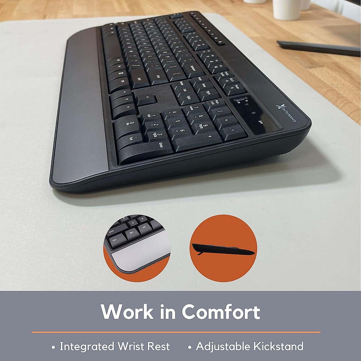 X9 Multimedia USB Wireless Keyboard - Take Control of Your Media - Full-Size Ergonomic Computer Keyboard Wireless with Wrist Rest - Cordless Keyboard for Laptop PC and Chrome