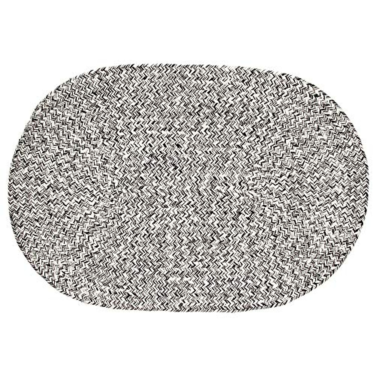Super Area Rugs Farmhouse Braided Rug Cotton Kitchen Reversible Carpet, Black & White, 2' X 3' Oval