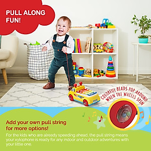 CoolToys Baby Xylophone Musical Car Toy for Toddlers - 3 in 1 Educational Boys & Girls 1st Birthday Gift - Developmental Kids Instrument Crawling and Pull Along Walking Toy - Fun Lights & Sounds