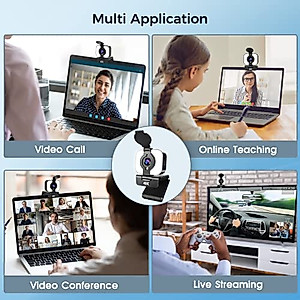 4K Webcam, USB Webcam with Microphone Privacy Cover UHD Built-in Ring Light Streaming Webcams for PC/MAC/Laptop, Plug and Play Web Camera for Video Calling, Study, Gaming, Online Classes, Conference
