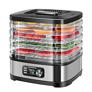 VIVOHOME Food Dehydrator Machine, Dehydrator for Food and Jerky, Fruits, Meat, 5 Trays Electric Dryer Dehydrator with 72H Digital Timer and Temperature Control for Veggies, Herbs, Mushroom, Dog Treats