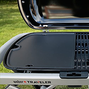 Hisencn Cast Iron Grill Griddle for Weber Traveler Portable Gas Grill, Cooking Griddle for Weber Traveler 9010001 Outdoor BBQ Grill Replacement Part, Black