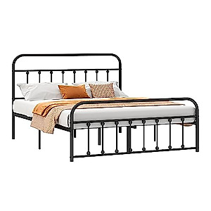 Closadin Classic Metal Platform Bed Frame with Heaboard and Footboard,Strong Metal Slats Support,No Box Spring Needed,Easy Assembly,Queen Size,Black